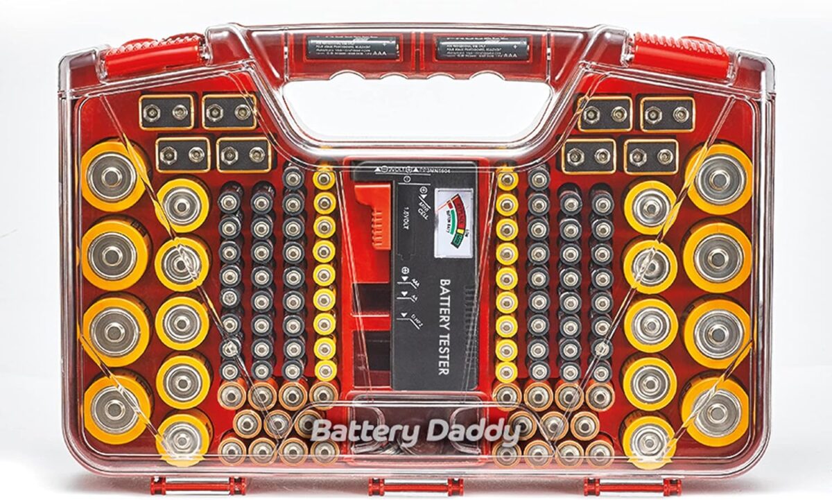 Ontel Battery Daddy 180 Battery Organizer and Storage Case with Tester ...