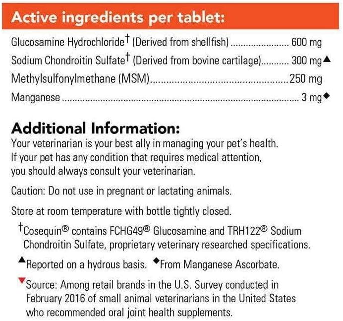 Nutramax Cosequin DS Plus with MSM Chewable Tablets, 180 Count ...